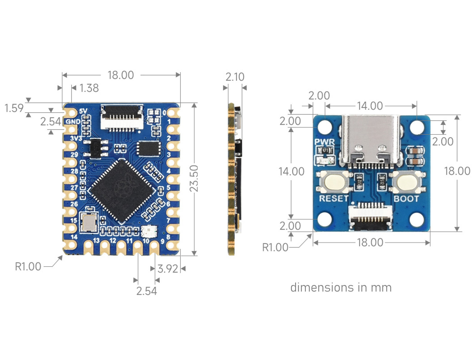RP2040 Tiny 2MB Dev Module + USB Interface (26891)