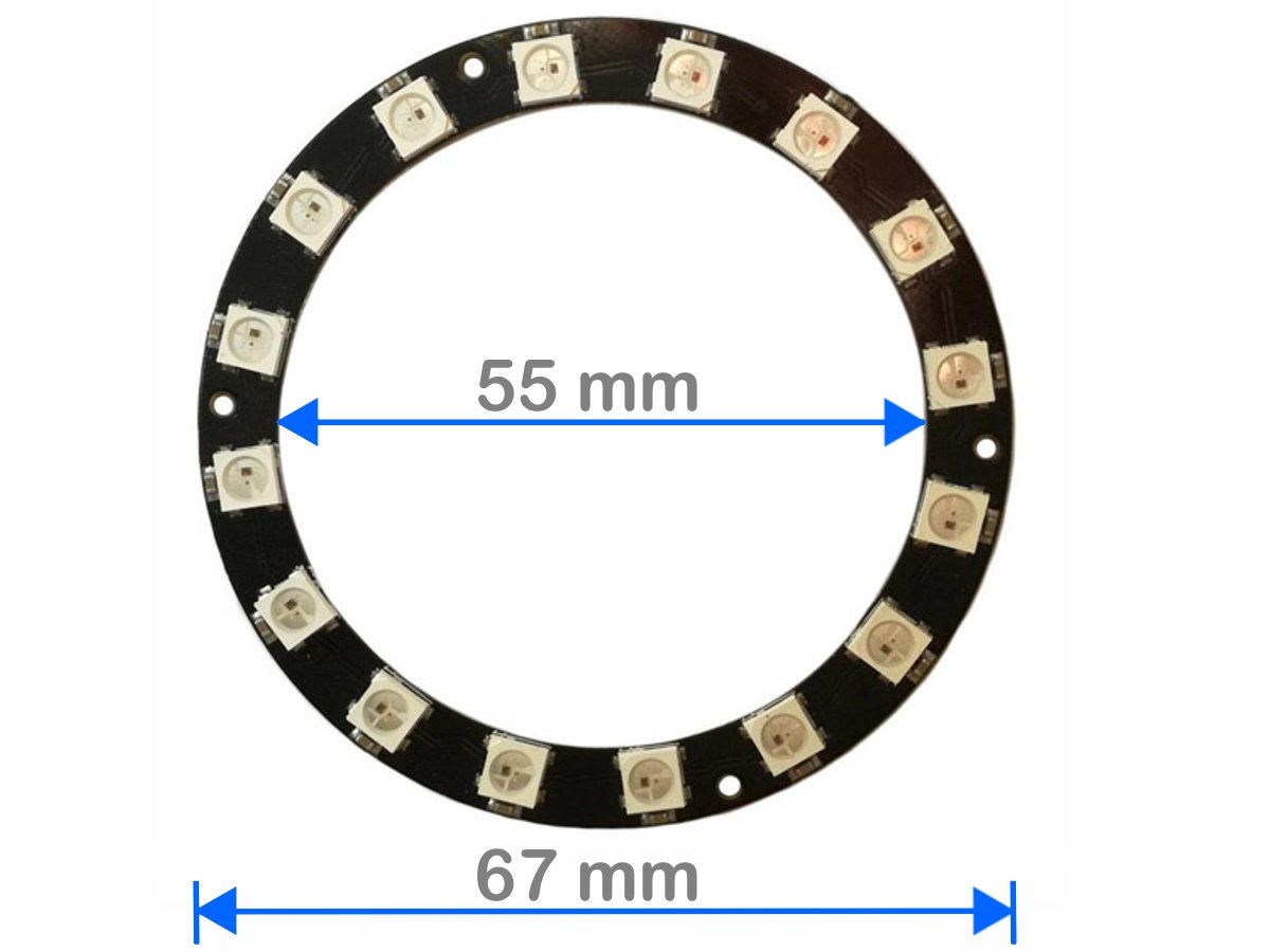 16 LED Ring WS2812B RGB addressable, 68mm