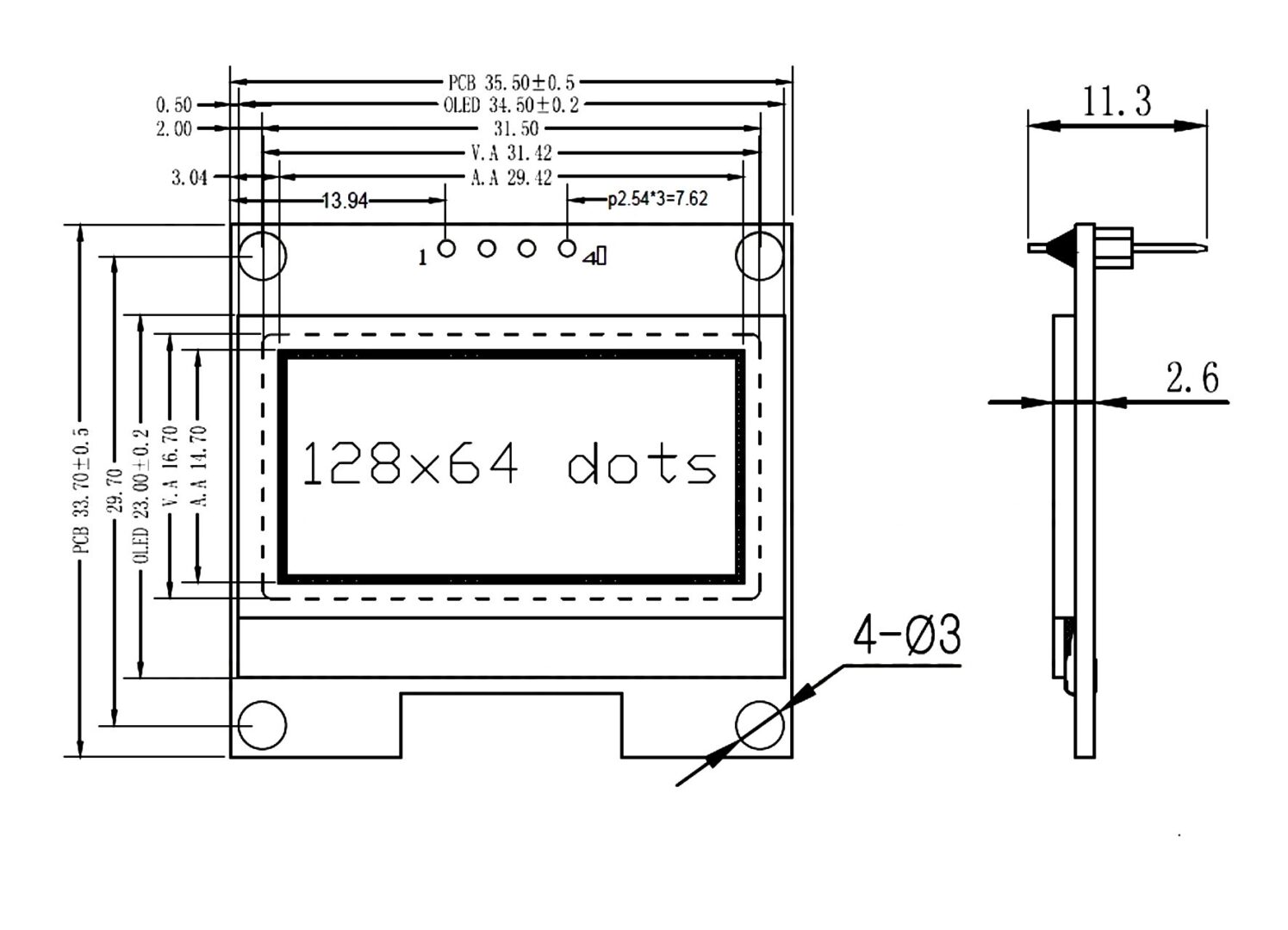 1.3 inch OLED I2C 128x64 3-5V (26295)