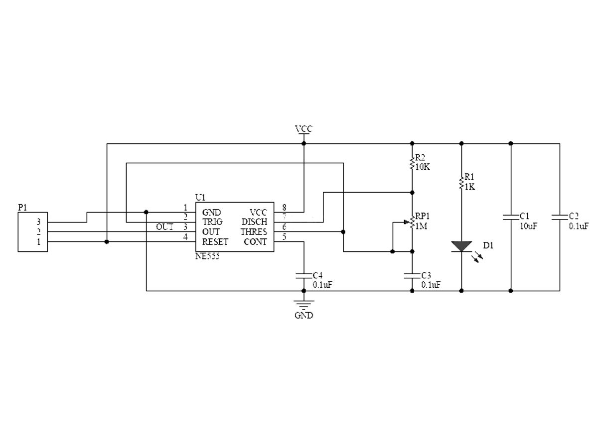 Adjustable NE555 Pulse Generator, 5Hz to 1KHz (26594)