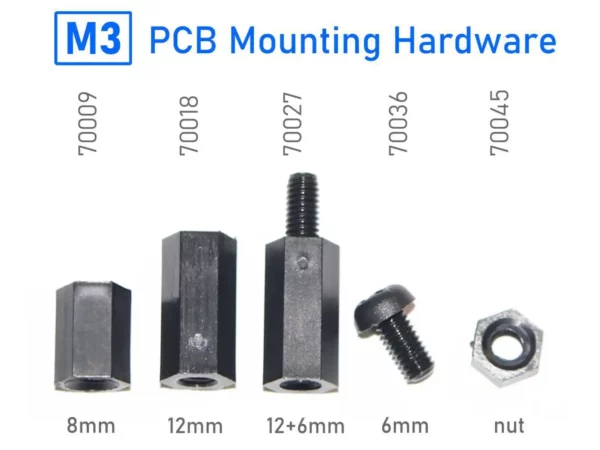50 pcs. M3 PCB Mounting Hardware Kit Black Plastic